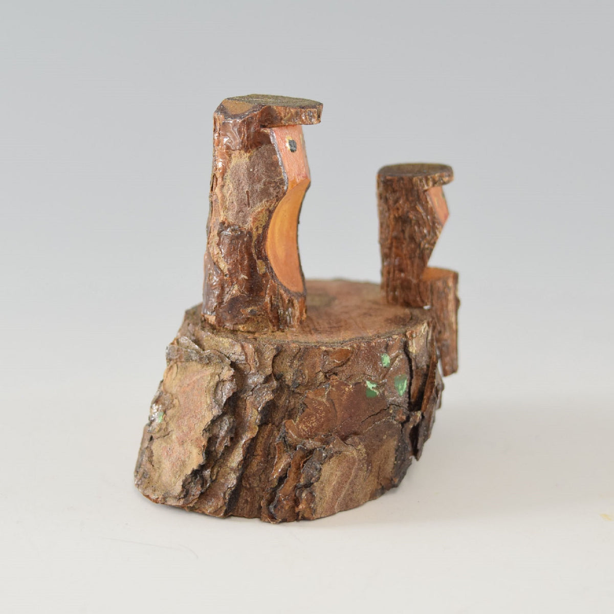 Japanese traditional wood tree stump with monkey ornament charm home d ...
